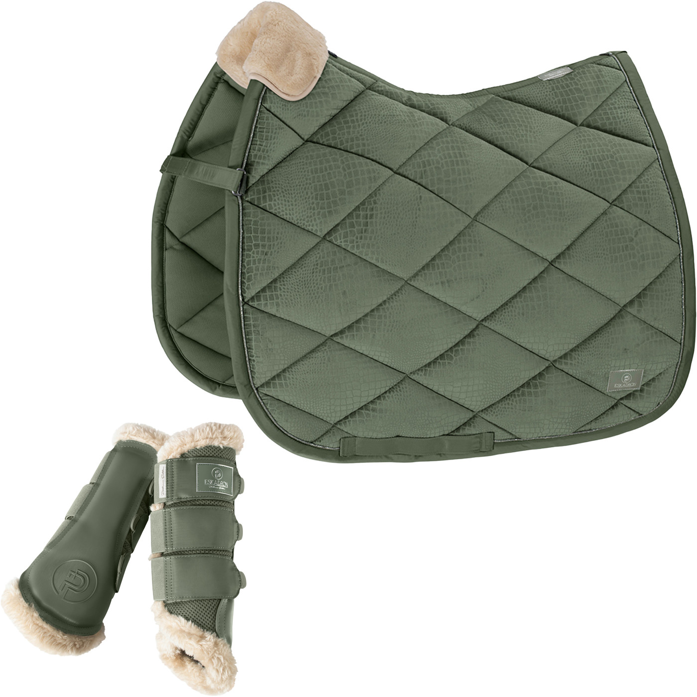 2022 Eskadron Velvet Croco Saddle Cloth & Mesh Fauxfur Brushing Boots Bundle | The Drillshed